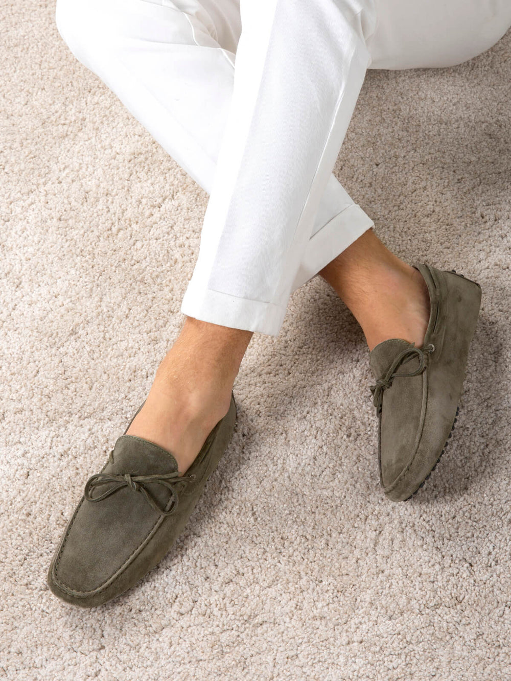 Olive Green Suede Driving Shoes | Aurélien
