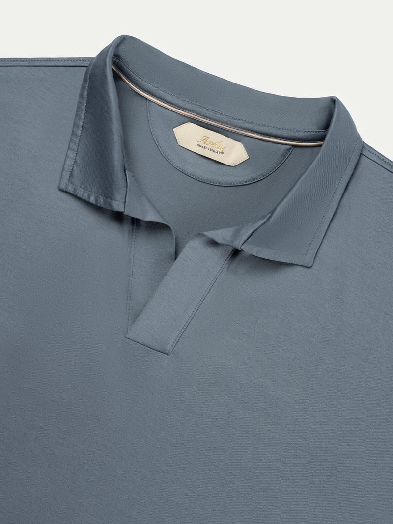 Aurélien | Steel Blue Buttonless Polo Shirt