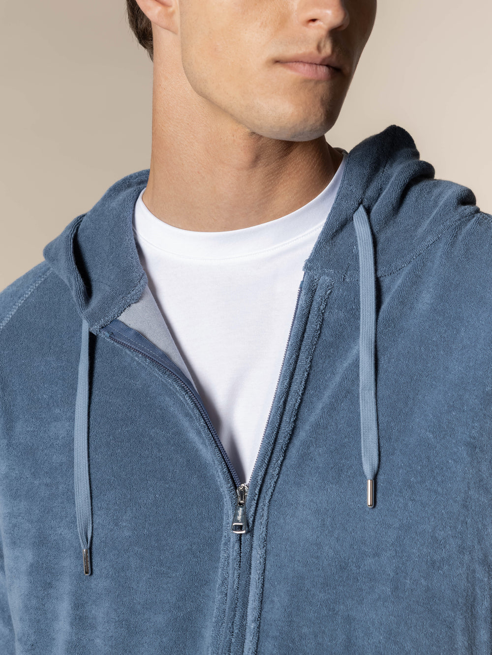 Aurélien | Steel Blue Terry Towelling Zipper Vest