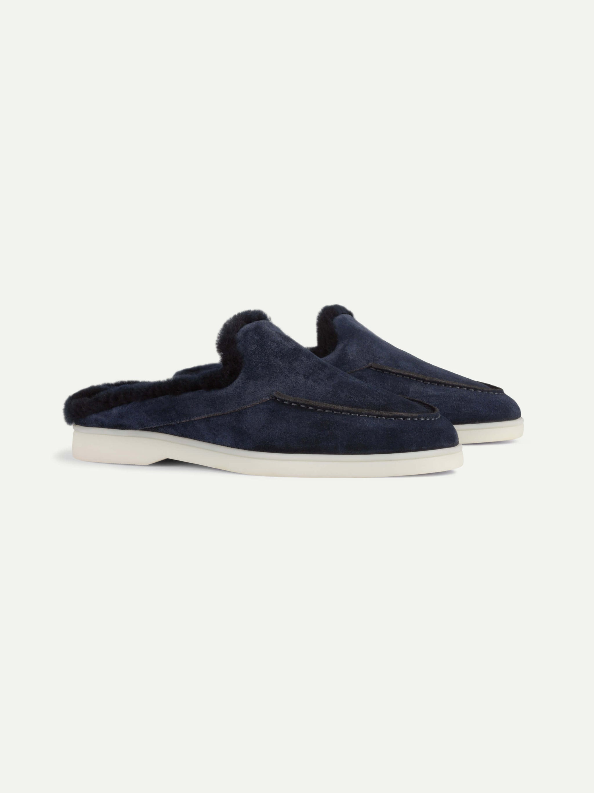 Aurélien | Navy Fur Yacht Slipper for Women