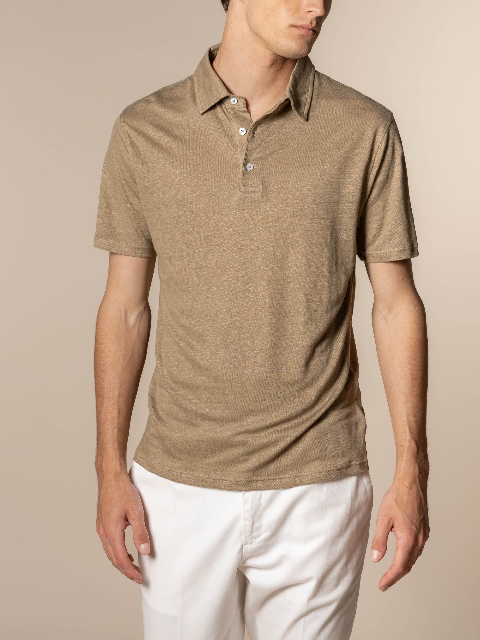 Aurélien | Dark Taupe Linen Polo Shirt