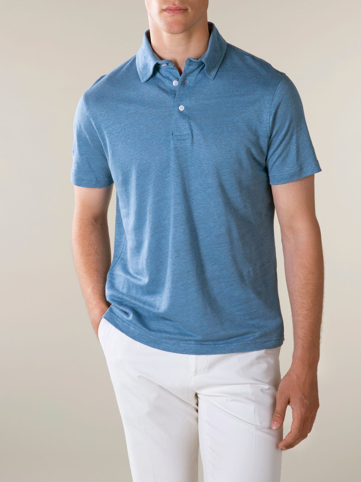 Aurélien | Sapphire Blue Linen Polo Shirt