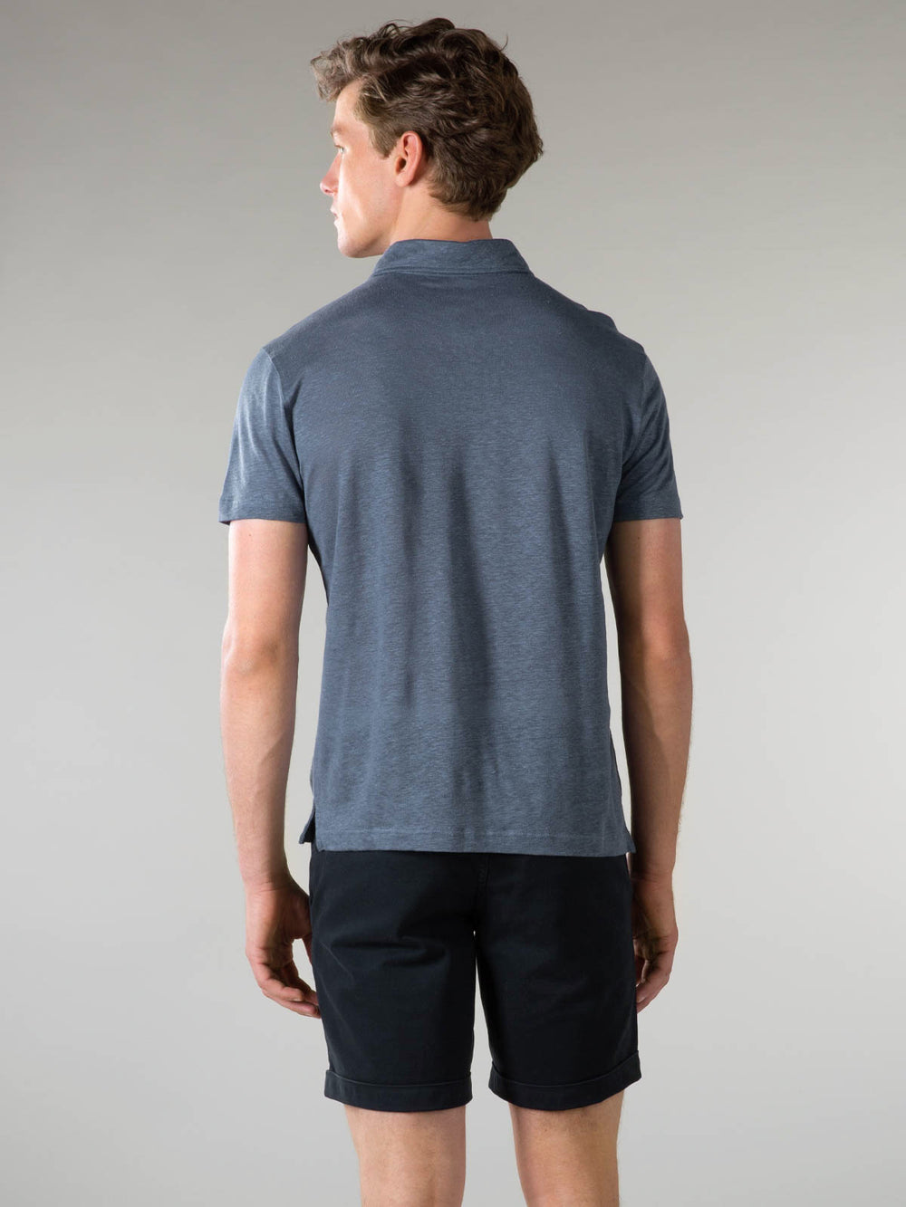 Aurélien | Steel Blue Linen Polo Shirt