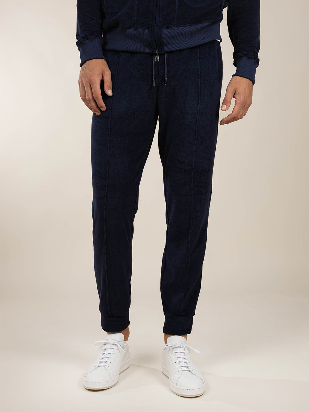 Aurélien | Navy Terry Towelling Trousers Sweatpants