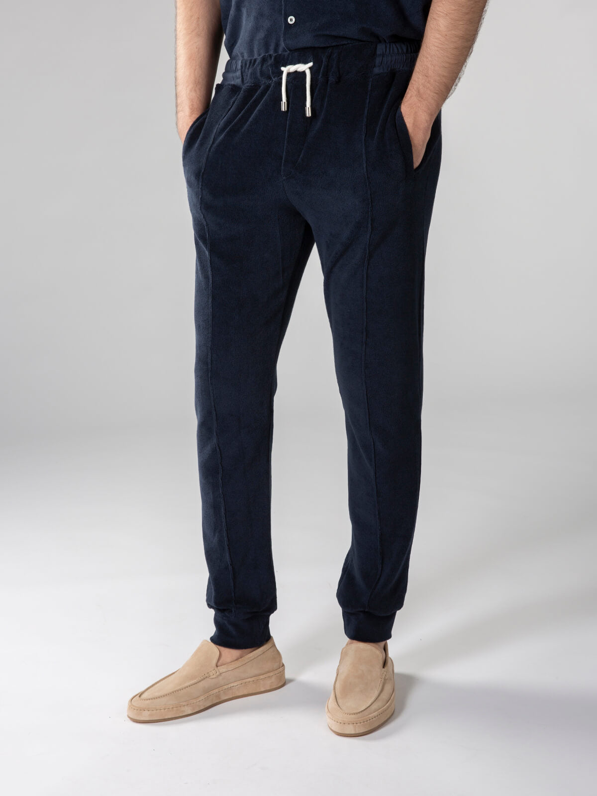 Aurélien | Navy Terry Towelling Trousers Sweatpants