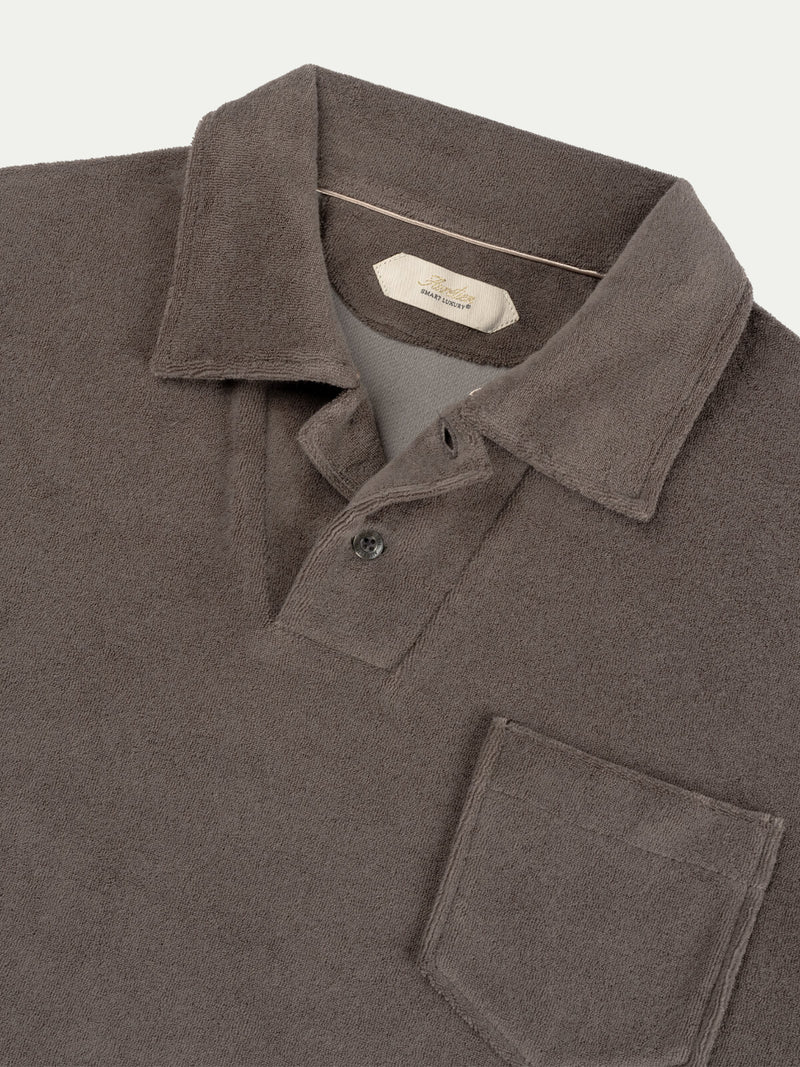 Aurélien | Ash Grey Terry Towelling Polo Shirt