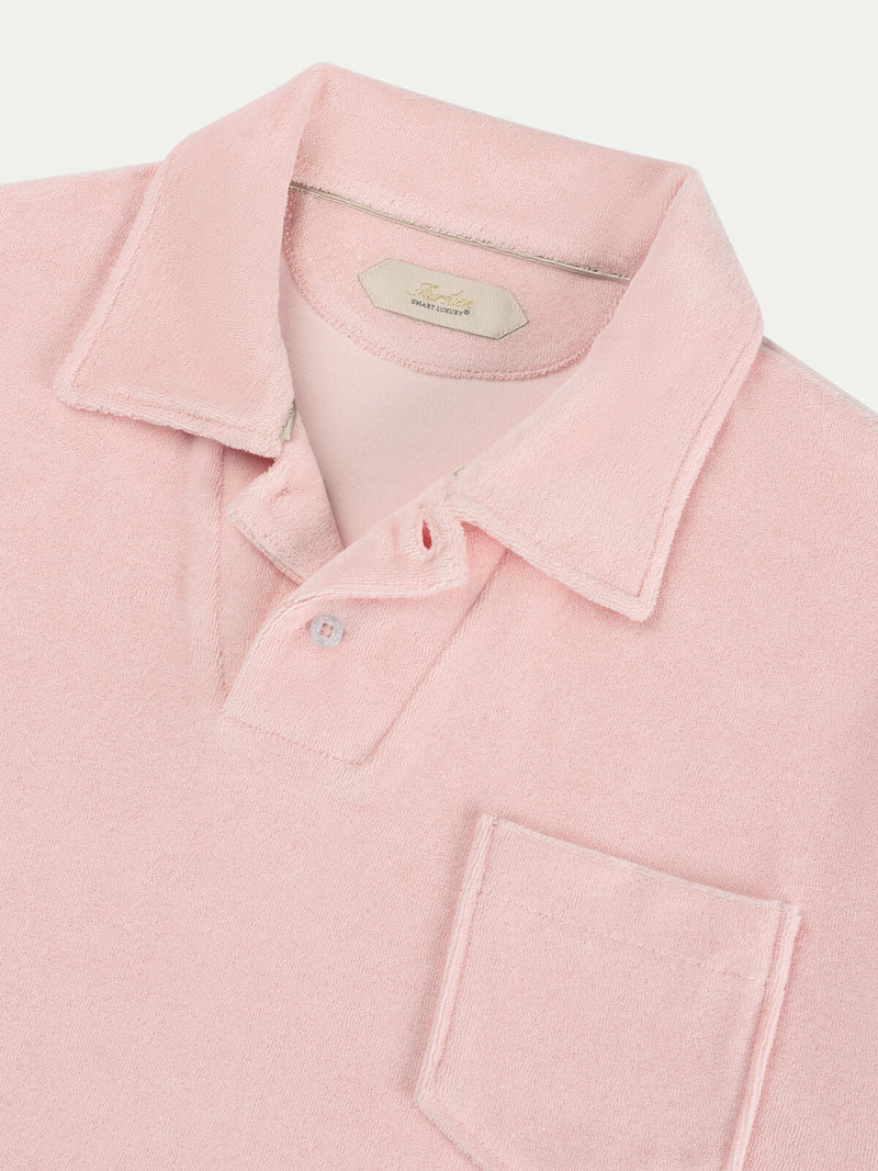 Aurélien | Soft Pink Terry Towelling Polo Shirt