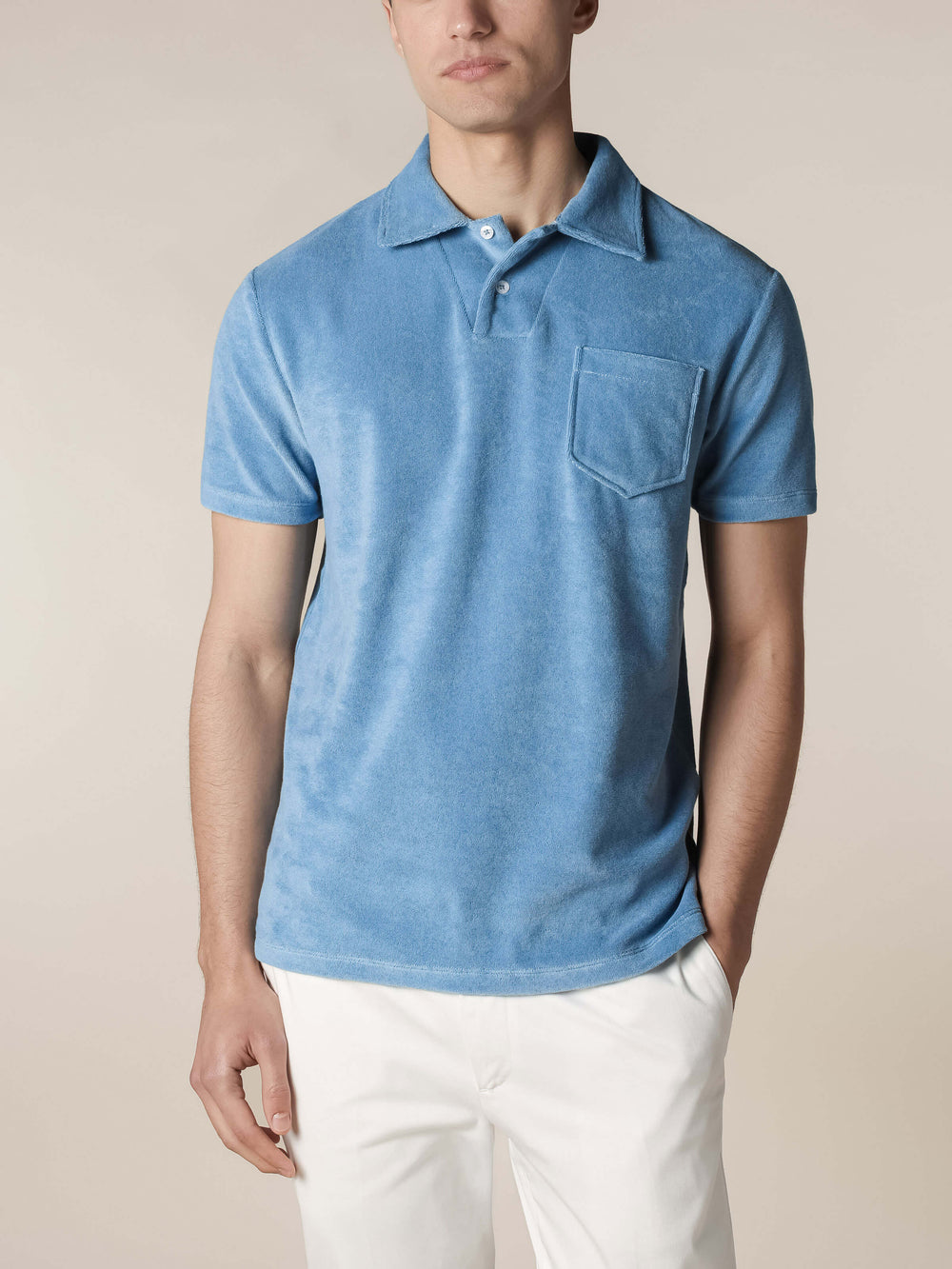 Aurélien | Sapphire Blue Terry Towelling Polo Shirt
