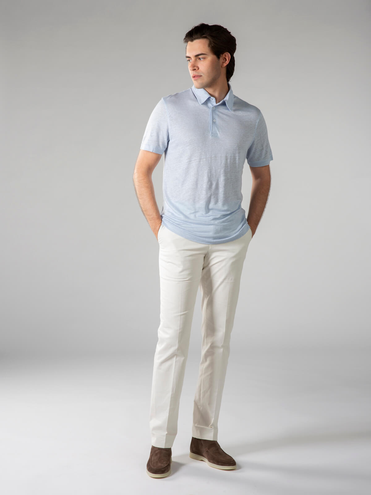 Aurélien | Light Blue Linen Polo Shirt