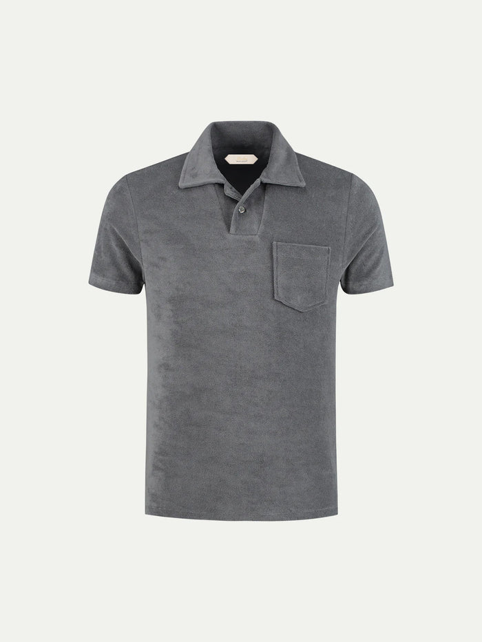 Aurélien | Dark Grey Terry Towelling Polo Shirt