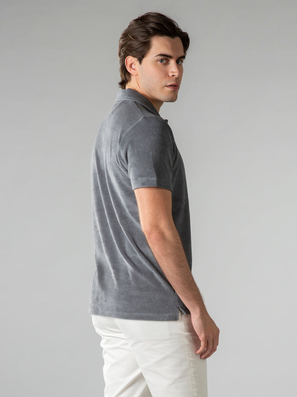 Aurélien | Dark Grey Terry Towelling Polo Shirt