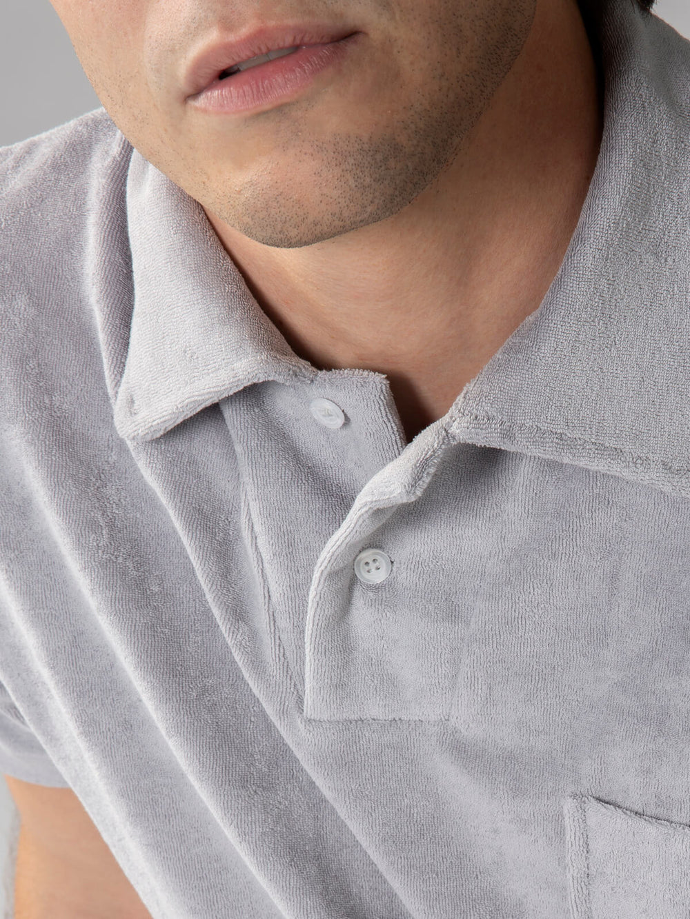 Aurélien | Light Grey Terry Towelling Polo Shirt